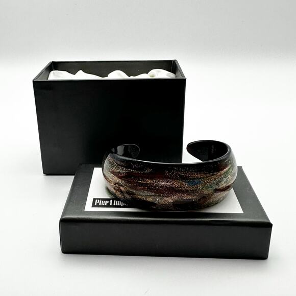 Pier 1 | Jewelry | Pier Multi Colored Art Glass Bracelet Cuff In Box ...